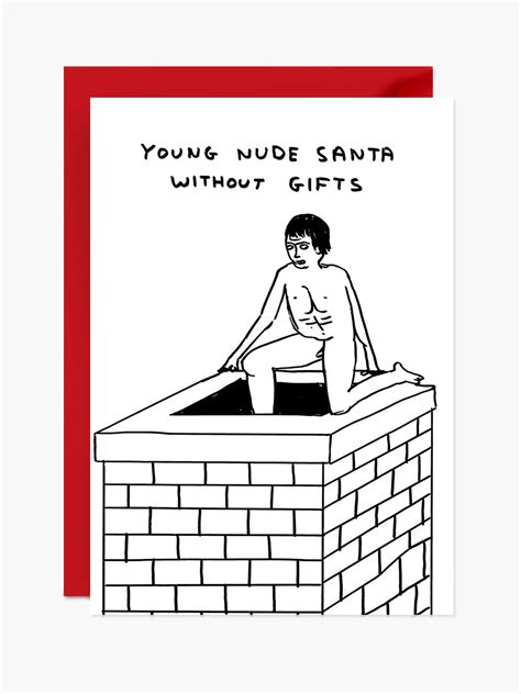 Young Nude Santa Christmas Card X David Shrigley Hands