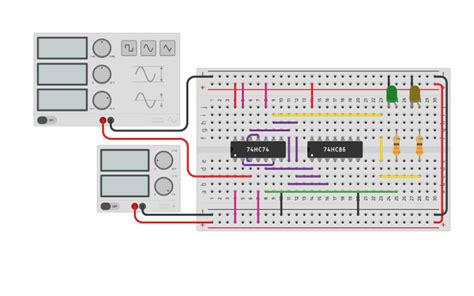 circuit design 2 bit counter d flip flop tinkercad