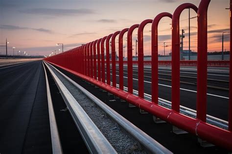 Premium Photo Guarding The Path An Array Of Barriers On An Isolated Track