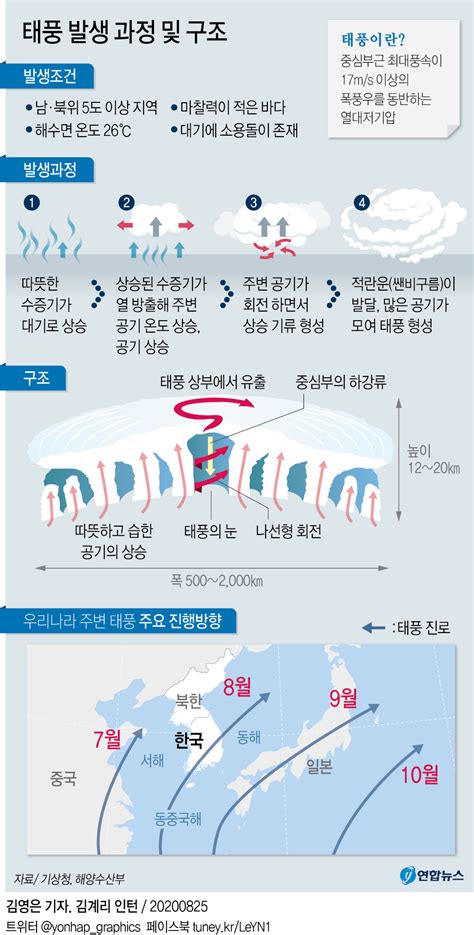 [그래픽] 태풍 발생 과정 및 구조 연합뉴스