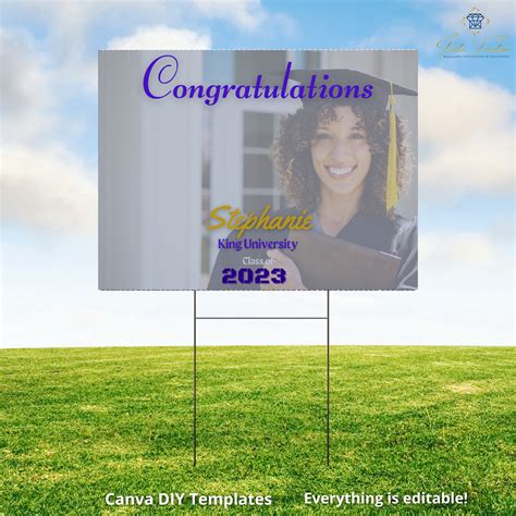 Diy Graduation Yard Sign Template Instant Download Diy Grad Party