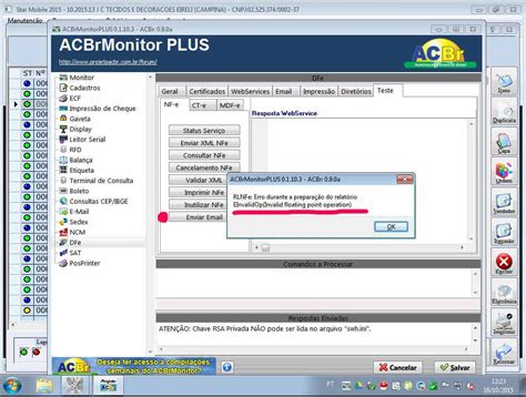 EInvalidOp Invalid Floating Point Operation ACBrMonitor PLUS Projeto ACBr