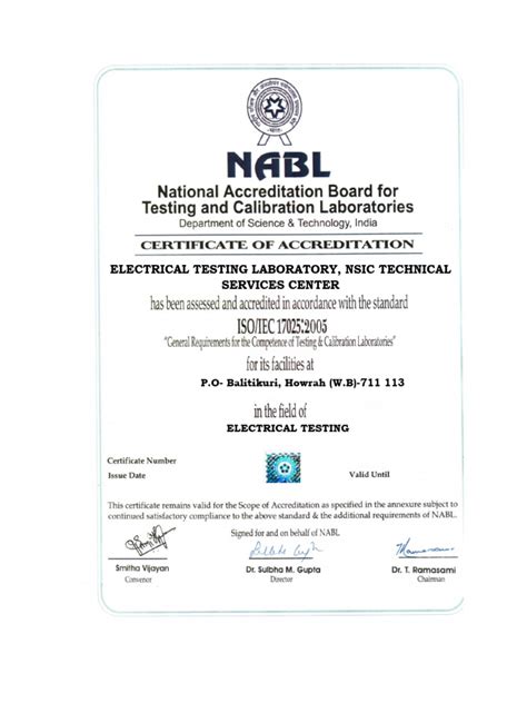 Accredation Nabl Nsic Pdf