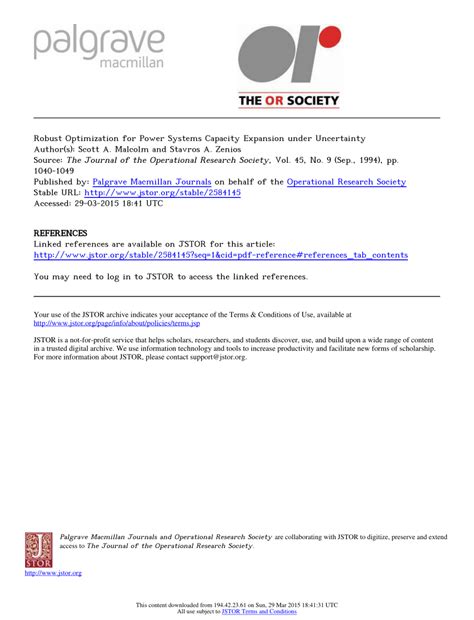 Pdf Robust Optimization For Power Systems Capacity Expansion Under