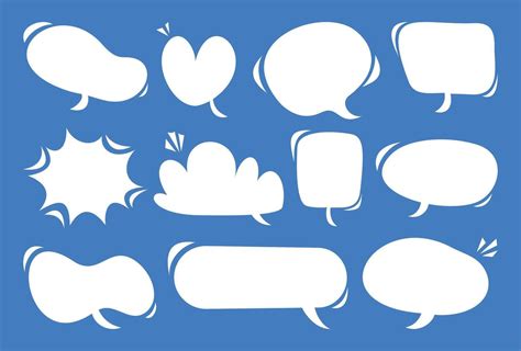 Collection Of Unique Comic Speech Bubbles Blank Empty Speak Bubble Text Message Box Chatting