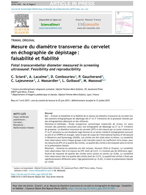 Pdf Fetal Transcerebellar Diameter Measured In Screening Ultrasound Feasibility And