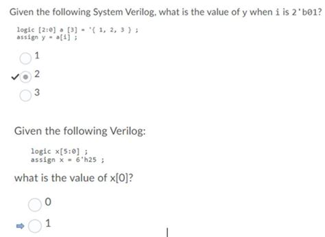 Solved Given The Following System Verilog What Is The Value Chegg Com