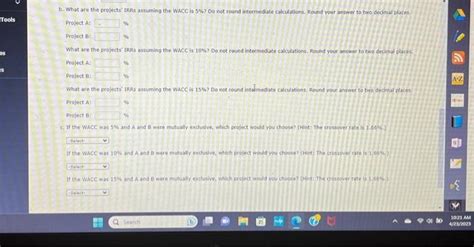 Solved A What Are The Projects Npvs Assuming The Wacc Is