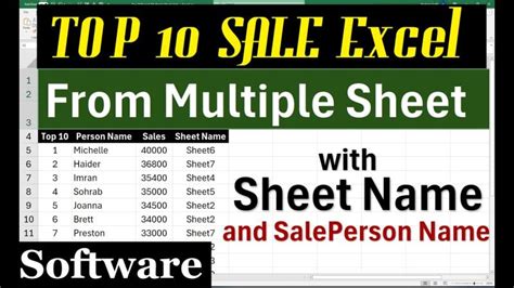 top 10 sale find from multiple sheet into master sheet excel function