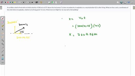 solved an artillery shell is fired with an initial velocity of 300 m s