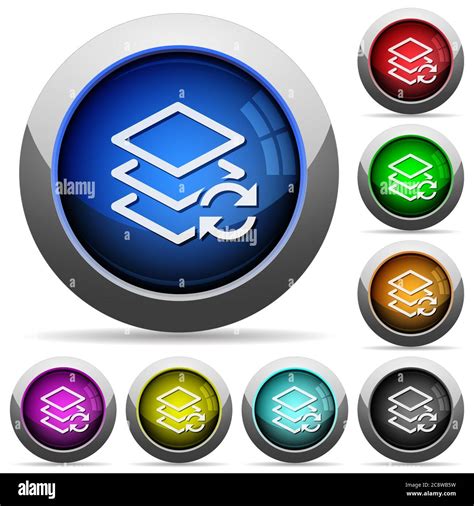 Set Of Round Glossy Swap Layers Buttons Arranged Layer Structure Stock