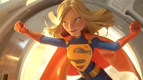 A Beautiful Illustration Of A Female Superhero With Long Blond Hair And