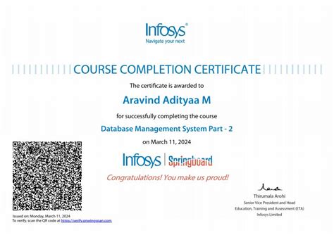 Aravind Adityaa On Linkedin Infosysspringboard Dbms