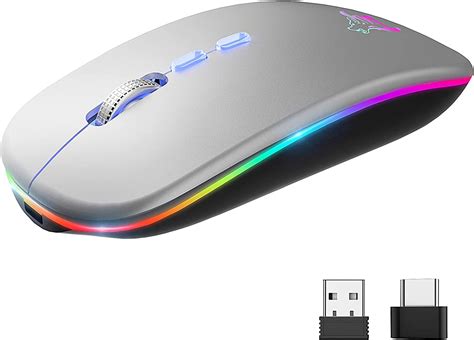 Trahoo Led Wireless Mouse Slim Rechargeable Silent Bluetooth Mouse Portable Usb Optical 2 4g