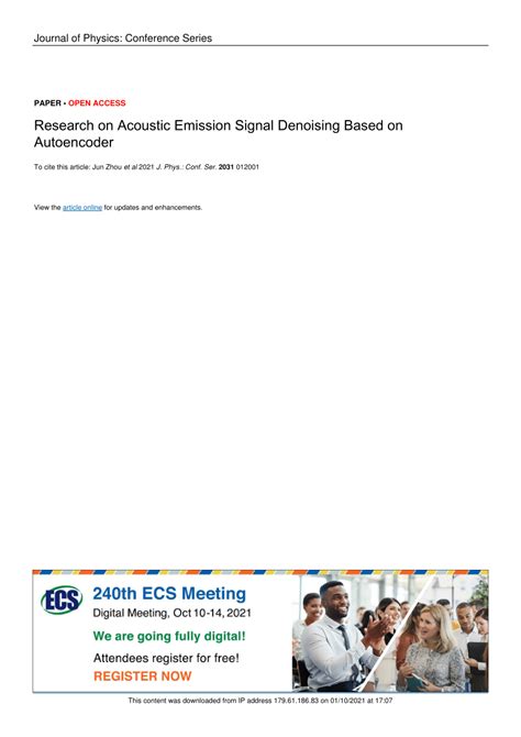 Pdf Research On Acoustic Emission Signal Denoising Based On Autoencoder
