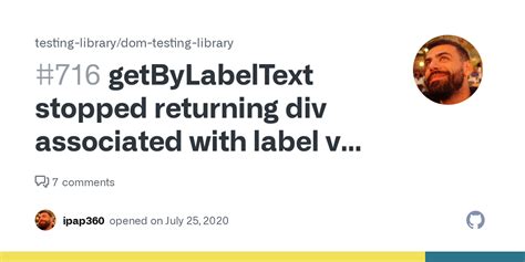 Getbylabeltext Stopped Returning Div Associated With Label Via The For Attribute · Issue 716