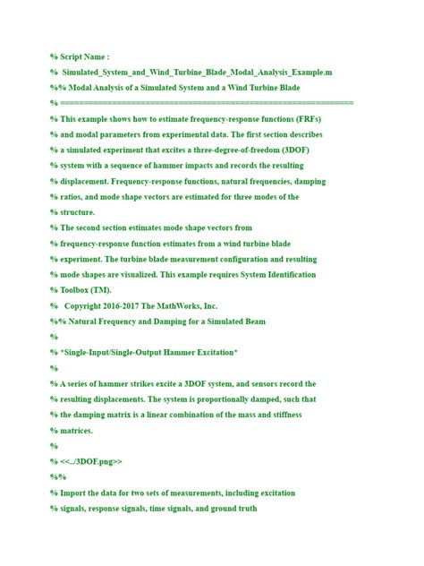 Simulated System And Wind Turbine Blade Modal Analysis Example Pdf Normal Mode Applied