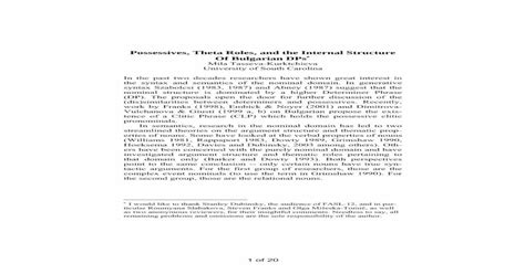 Pdf Possessives Theta Roles And The Internal Structure Of €¦ · The Insertion Point For