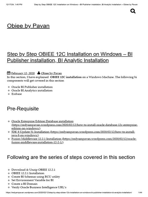 step by step obiee 12c installation on windows bi publisher
