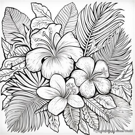 Tropical Flowers Coloring Pages