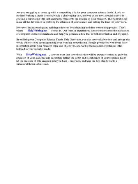 Computer Science Thesis Title Generator Pdf Thesis Geographic