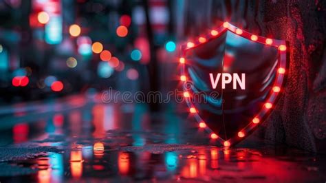 Enhance Online Security With A Digital Shield Representing Vpn Technology In A City Street At