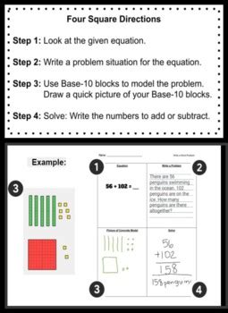 Four Square Problem Solving Write A Problem By Teaching Letters And Numbers