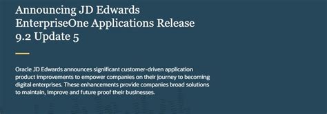 Jd Edwards Announces Enterpriseone Applications Release 925 Quest Oracle Community