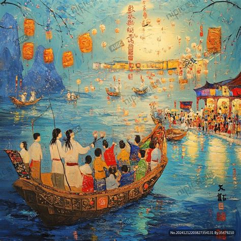 Ai创作图灯会船 元宵行乐图 2022年文创插画 花灯船 元宵节场景 灯会龙船 送王爷船 龙舟灯会 灯展划船 夏日放河灯场景 小船游玩放灯 广济桥插画 元宵节画面 横店插画 南巡插画nipic