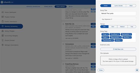 Adding Editing Songs ChurchTrac Support