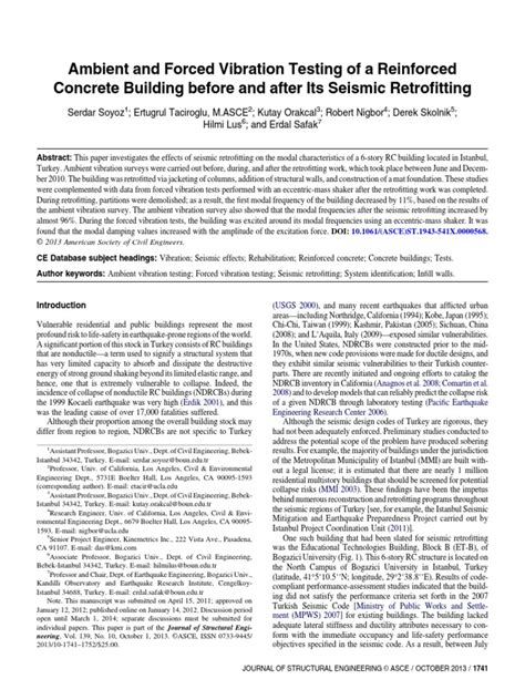 ambient and forced vibration testing of a reinforced concrete building