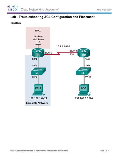 9427 Lab Troubleshooting Acl Configuration And Placement