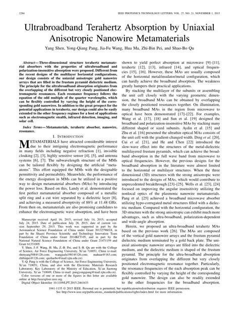 Pdf Ultra Broadband Terahertz Absorption By Uniaxial Anisotropic Nanowire Metamaterials