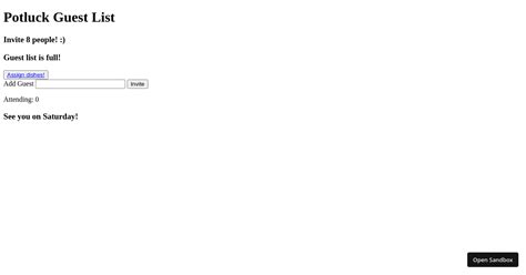 Js Lesson09 Challenge Potluck10 29 Part 2 Codesandbox