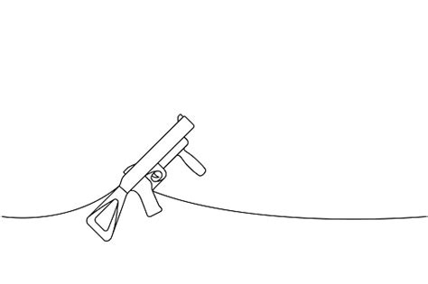 유탄 발사기 한 줄 연속 그리기 다양한 현대 무기 연속 한 줄 그림 벡터 선형 그림 경찰관에 대한 스톡 벡터 아트 및 기타 이미지 경찰관 군사 권총 Istock