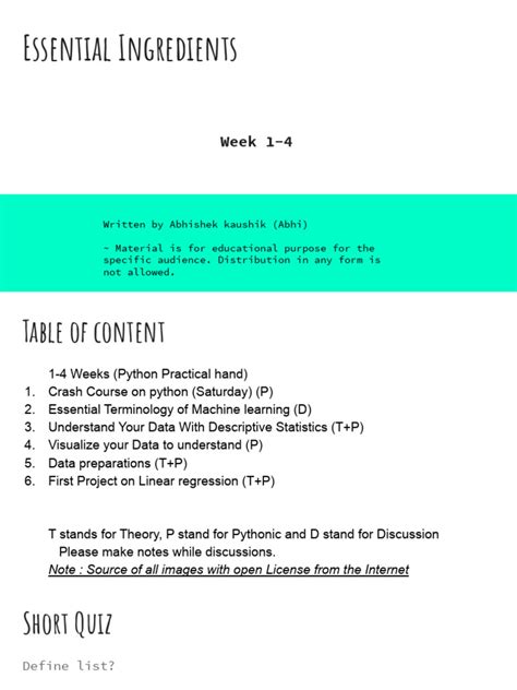 Machine Learning Ess Week 1 4week Pdf Linear Regression Errors