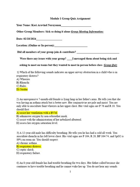 module 1 quiz pdf heart breathing