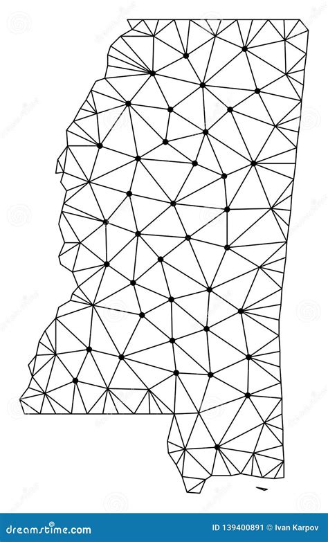 Polygonal 2d Mesh Vector Map Of Mississippi State Stock Vector Illustration Of Lowpoly
