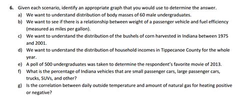 solved 6 given each scenario identify an appropriate graph