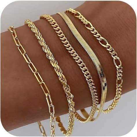 Dearmay Gold Bracelets For Women Waterproof 14k Real Gold Plated