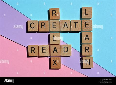 Create Learn Relax Read Crossword On Pastel Colors Stock Photo Alamy