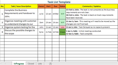 Task Management Excel Template Itsm Docs Itsm Documents And Templates
