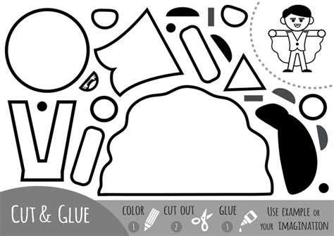 어린이를 위한 교육용 종이 게임 뱀파이어 가위와 풀을 사용하여 이미지를 만듭니다 프리미엄 벡터