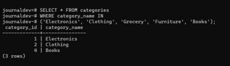 PostgreSQL IN Operator Filtering Data Using Multiple Values MySQLCode