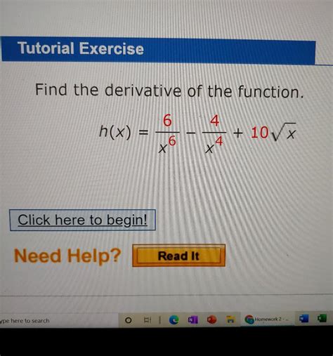 Solved Tutorial Exercise Find The Derivative Of The