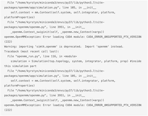 Cudaerrorunsupportedptxversion 222 · Issue 3585 · Openmmopenmm