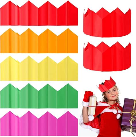 50 Pieces Christmas Crackers Hats Paper Crowns Multicolor Tissue Paper