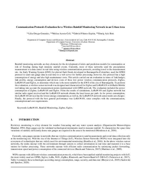 Pdf Communication Protocols Evaluation For A Wireless Rainfall
