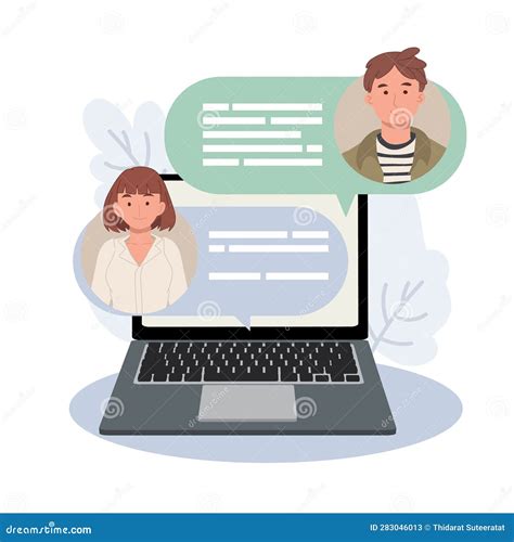 chat messages on computer laptop pc with chatting bubble notifications