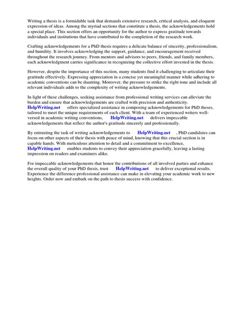 Model Acknowledgement For Phd Thesis Pdf Thesis Gratitude